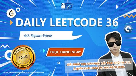 DAILY LEETCODE CHALLENGE 36 Giải bài toán 648 Replace Words YouTube