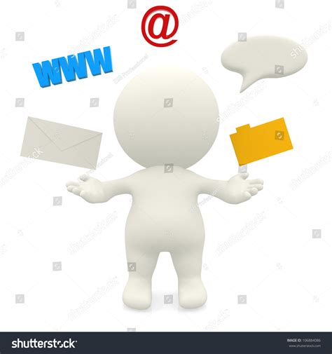 3d Man With A Communication System Isolate Over A White Background