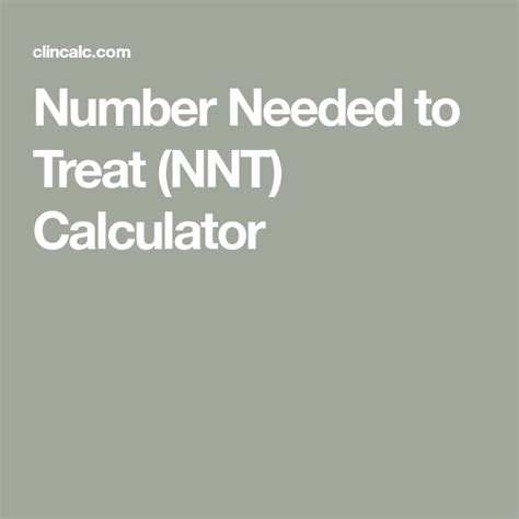 Number Needed To Treat Nnt Calculator Calculator Confidence Interval Treats