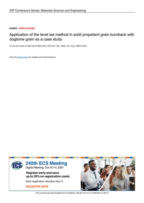 Pdf Application Of The Level Set Method In Solid Propellant Grain