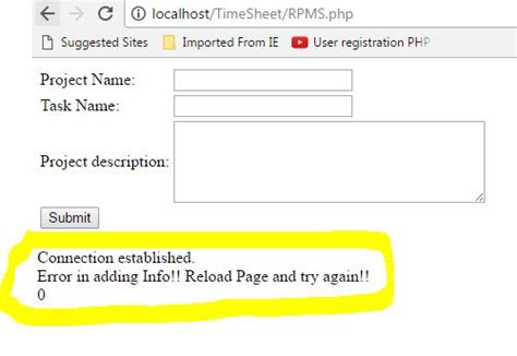 Mysql Php Unable To Enter Data Into Database Stack Overflow