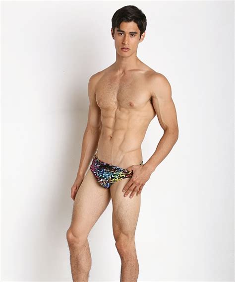 Lasc Aussie Style Loose Fit Swim Brief Multi Scribble Nl028p Free
