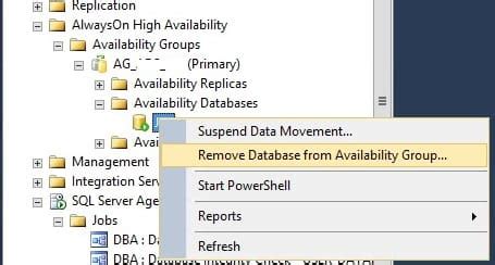 How To Remove Database From Always On Availability Group