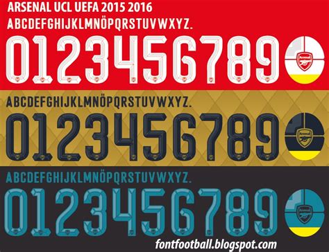 FONT FOOTBALL Font Vector Arsenal UCL UEFA 2015 2016 Kit
