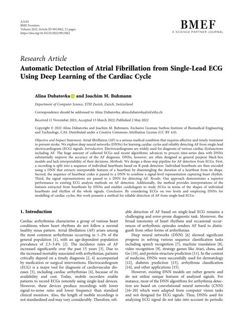 Pdf Automatic Detection Of Atrial Fibrillation From Single Lead Ecg