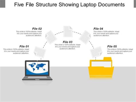 Five File Structure Showing Laptop Documents PowerPoint Presentation Images Templates PPT