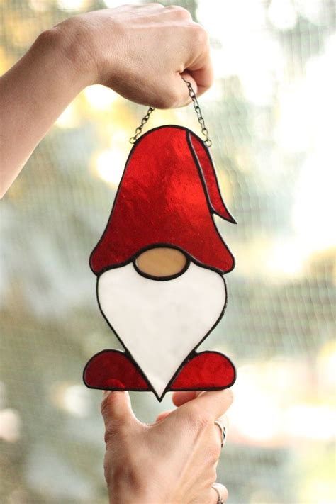 Stained Glass Christmas Gnome Suncatcher Stained Glass Tomte Etsy Artofit
