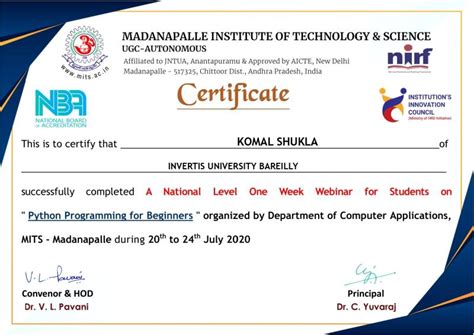 komal shukla on linkedin python national level webinar organised by mits