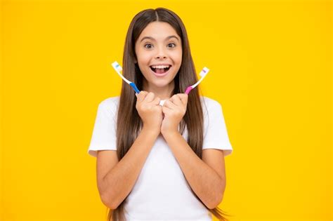 Premium Photo Oral Hygiene Dental Teenage Girl Brushing Her Teeth