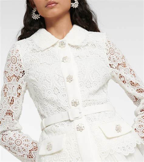 Self Portrait Guipure Lace Trimmed Midi Dress Self Portrait