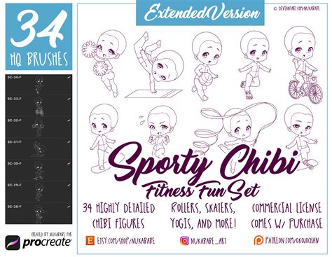 34 Chibi Procreate Brushes Chibi Body Stamps For Procreate Etsy