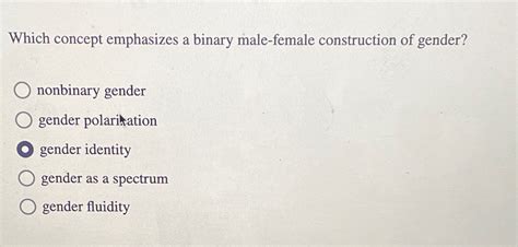 Solved Which Concept Emphasizes A Binary Male Female