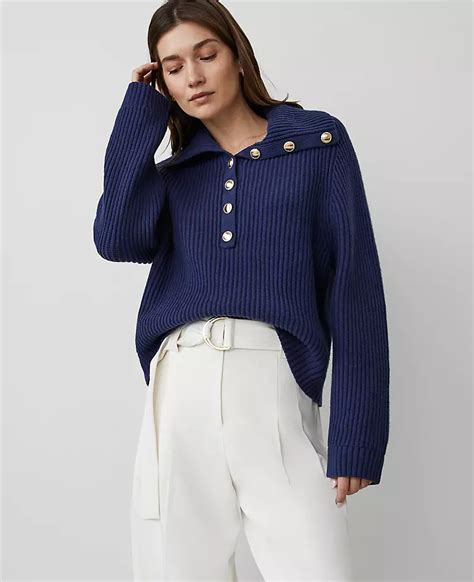 Ribbed Button Sweater