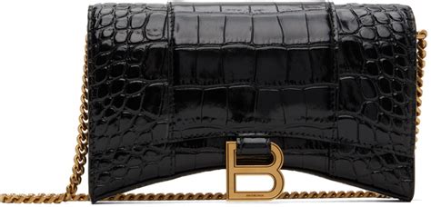 Balenciaga Black Croc Hourglass Bag Balenciaga