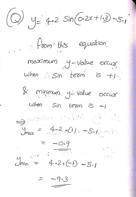 Solved 1 The Sinusoidal Regression Equation For The Data Below Is