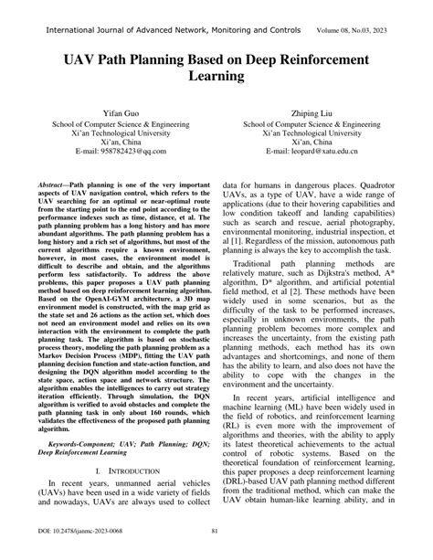 PDF UAV Path Planning Based On Deep Reinforcement Learning