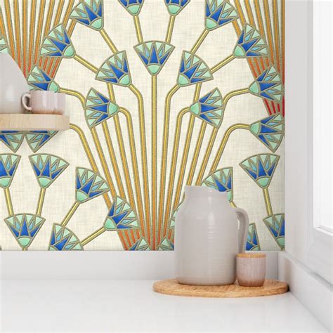 Papyrus Flowers Light Wallpaper Spoonflower