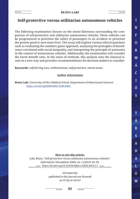 Pdf Self Protective Versus Utilitarian Autonomous Vehicles