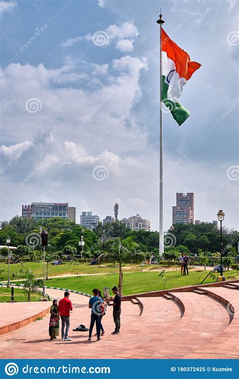 Huge Flag Of India In Central Park At Connaught Place In New Delhi