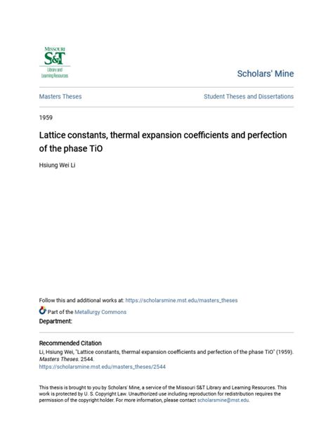 Lattice Constants Thermal Expansion Coefficients And Perfection Pdf Titanium Titanium Dioxide
