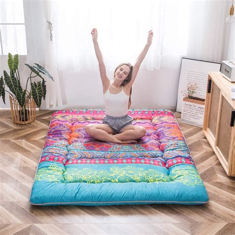 Maxyoyo Bohemian Futon Floor Mattress Boho Floral Style Japanese Futon
