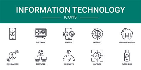 소프트웨어 핀 테크 인터넷 클라우드 다운로드 정보 보고서 프리젠 테이션 다이어그램 웹 디자인 모바일을위한 컴퓨터 벡터 아이콘과