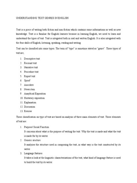 Text Genres Pdf Genre Narrative