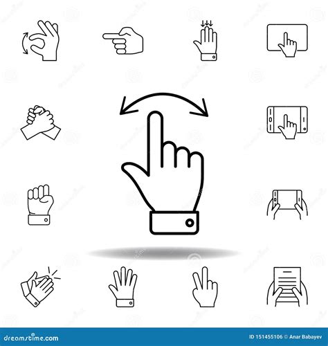 Move Swipe Finger Gesture Outline Icon Set Of Hand Gesturies