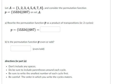 Solved Let A 12345678 And Consider The