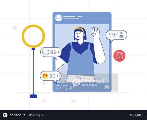 Best Social Influencer Doing Live Streaming Illustration Download In