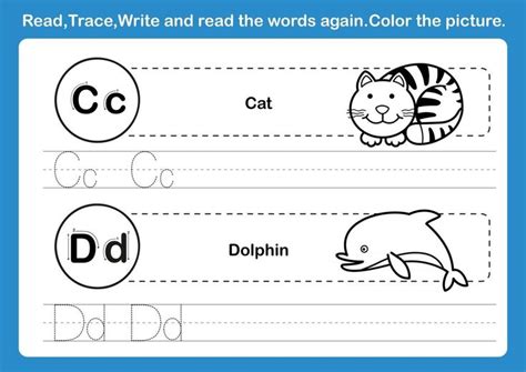 Alphabet C D Exercise With Cartoon Vocabulary