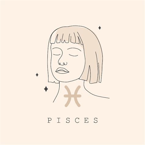 Premium Vector Pisces Zodiac Sign One Line Drawing Astrological Icon