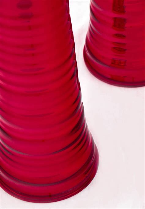 Pair Of Cherry Red Murano Mirrored Glass Table Lamps For Sale At 1stdibs