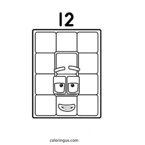 Numberblocks 12 Coloring Page Free Printable Pdf