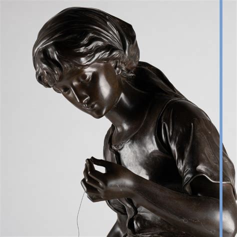 Proantic Mathurin Moreau 1822 1912 La Fileuse Bronze à Patine Bru