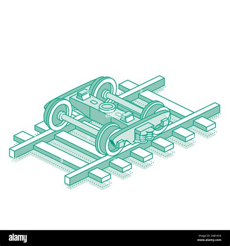 Railway Bogie Of A Freight Car With Frame Isometric Object Isolated On White Background Vector