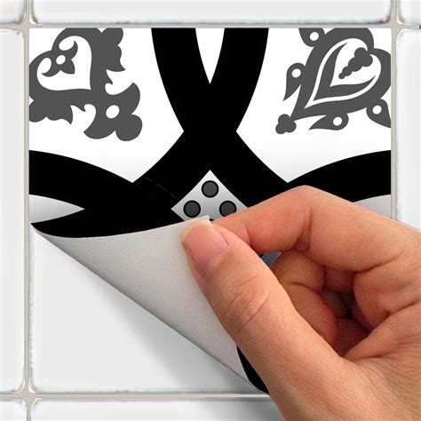 16 Stickers Carrelages Azulejos Modernes Nuance Noir Et Blanc