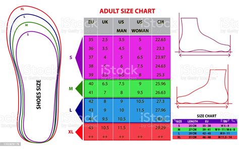 신발 차트 크기 또는 양말 차트 크기 또는 측정 발 차트 개념의 집합입니다 Eps 10 벡터 차트에 대한 스톡 벡터 아트 및 기타 이미지 Istock