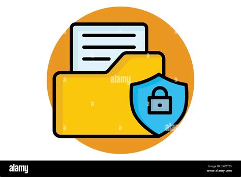 Data Security Colored Outline Icon Folder With Shield And Lock Icon Related To Protect Data