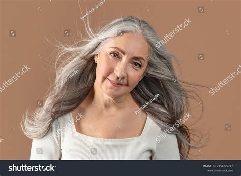 Portrait Senior Woman Long Hair Images Stock Photos Vectors Shutterstock