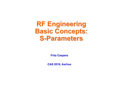 RF Engineering S Parameters Basic Concepts