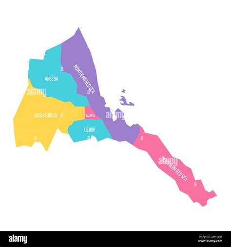 Eritrea Political Map Of Administrative Divisions Regions Colorful