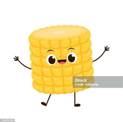 Corn Vector Corn Character Design Corn On White Background Corn Kernel