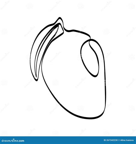 Continuous One Line Drawing Mango Vector Illustration Black Line Art