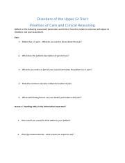 Disorders Of The Upper GI Tract Clinical Priorities 1 Docx Disorders
