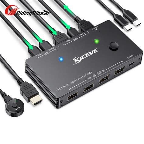 riding tribe usb c kvm switch 4k60hz 2 input 1 output kvm type c