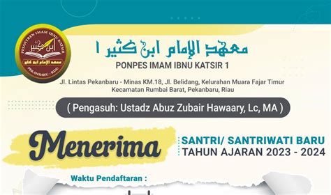 Ponpes Imam Ibnu Katsir Pekanbaru Membuka Penerimaan Santri Wati Baru