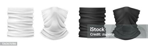 얼굴 버프와 반다나는 흑백 마스크 사실적인 목 착용 온난화 천 용 남성 및 여성 넥 게이터에 대한 스톡 벡터 아트 및 기타 이미지 넥 게이터 형판 도둑 Istock