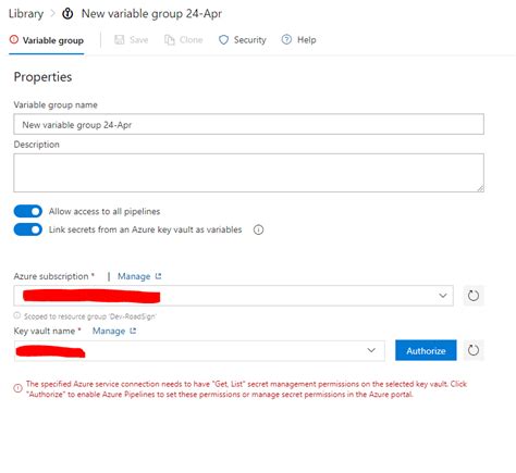 Azure Devops Pipelines Library Access Azure Key Vault Key Vault Not Allowing Access