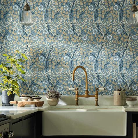 Sweet Briar By Morris Mineral Linen Wallpaper Wallpaper Direct